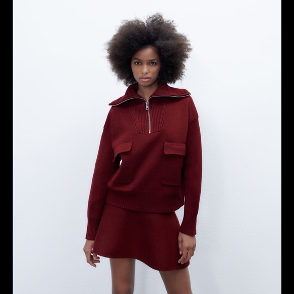 Zara | Sweaters | Zara Knit Sweater With Zip Size Xl Nwt | Poshmark